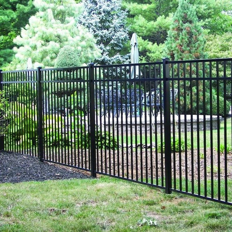 Fence and Gate Black Aluminum Fence Flat Top Garden Fence Swimming Pool ...